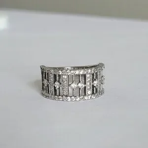Vintage | Jewelry | Vintage Boho Sterling Silver Wide Crystal Cluster ...